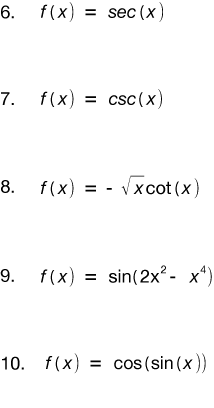 Derivatives of trig. functions